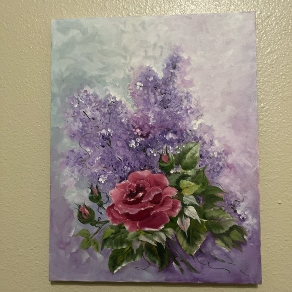 Art | Signed Rose Painting On Canvas | Poshmark